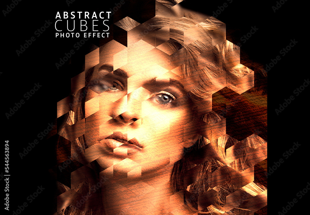 Abstract Cubes Photo Effect Stock Template | Adobe Stock