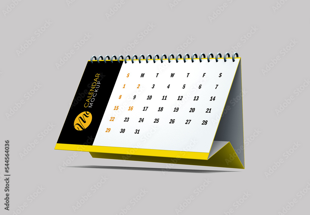 Floating Perspective Calendar Mockup Stock Template | Adobe Stock