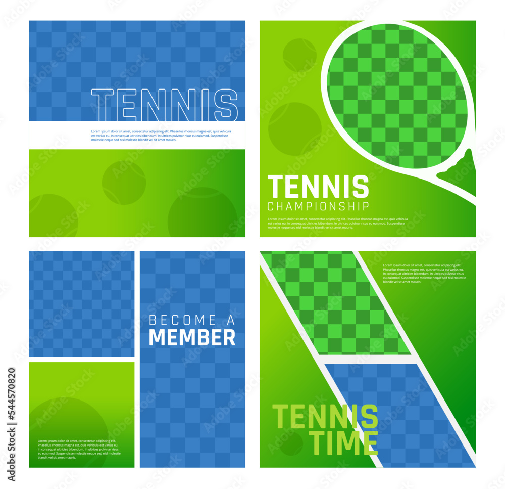 Sporty, simple and modern tennis theme banner design. Editable social ...