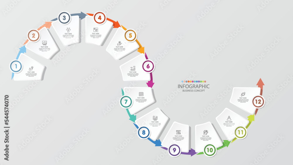 Basic circle infographic with 12 steps, process or options. Stock ...