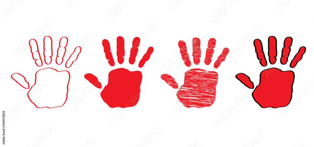 Red hand day. Paint hand or handprint silhouette. February, campaign to ...