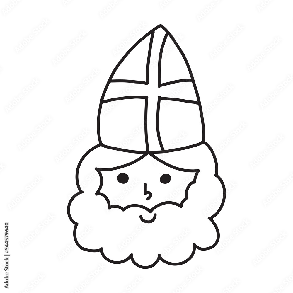 Saint Nicholas portrait icon. Simple hand drawn doodle of St Nick of ...