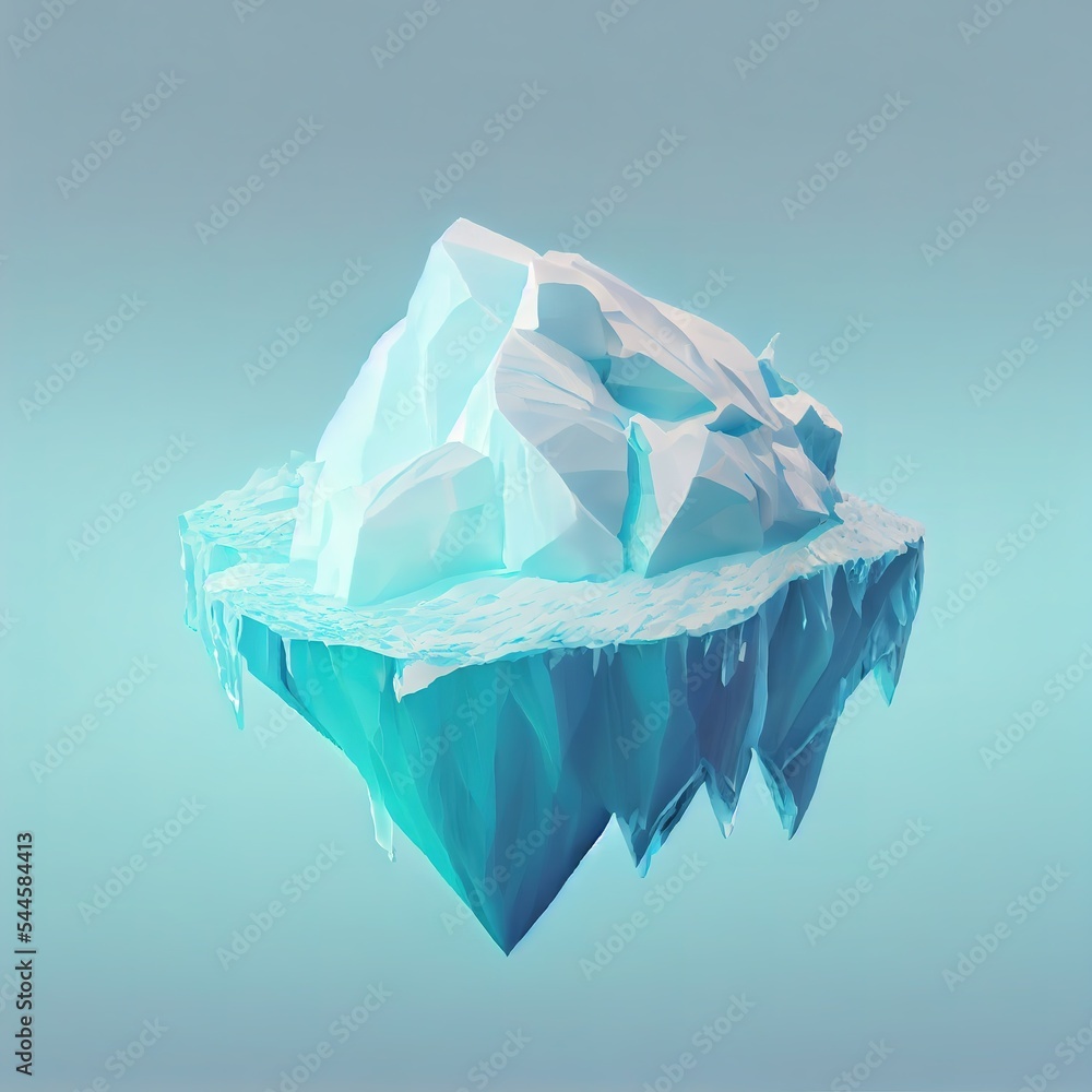 Beautiful iceberg. Ai generated illustration in style of 3d icons or ...