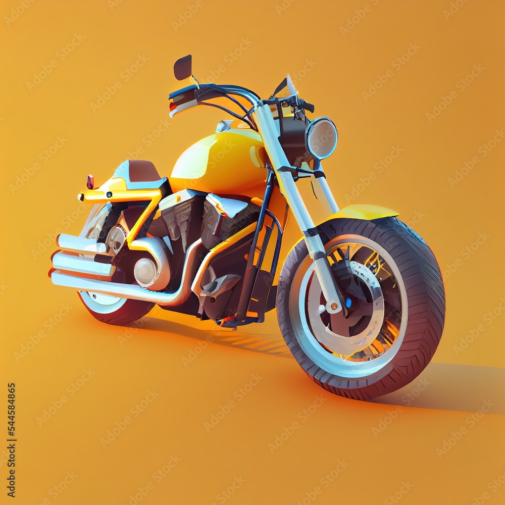 Cartoon Chopper isolated on yellow background. Ai generated Stock ...