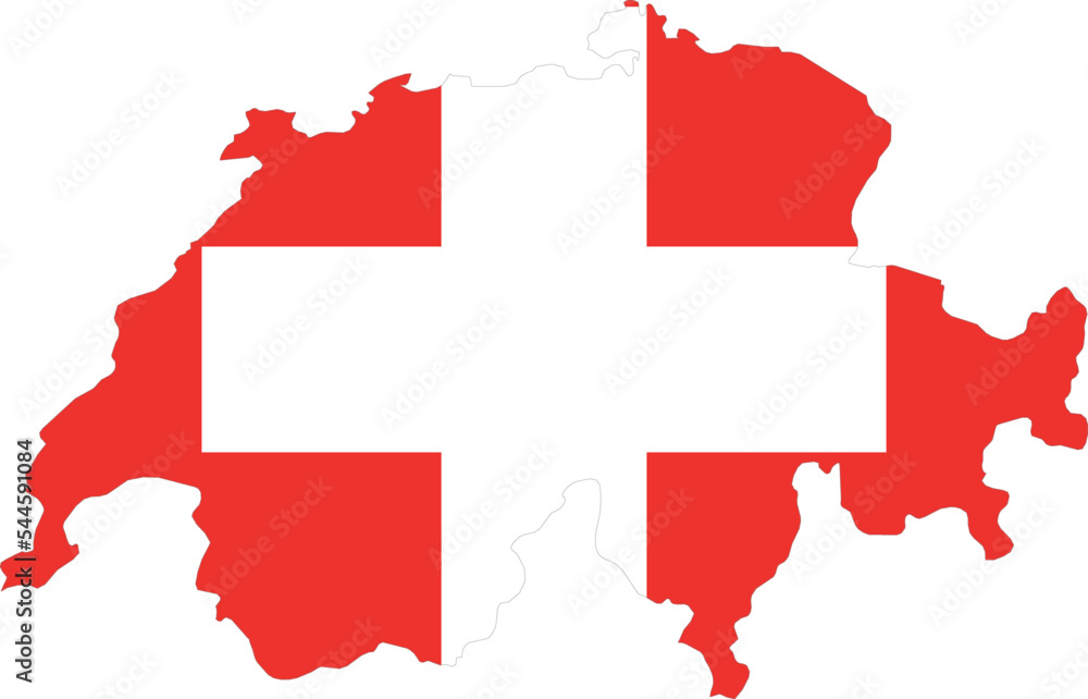 Vetor do Stock: Map with Flag of Switzerland with Stroke Vector ...