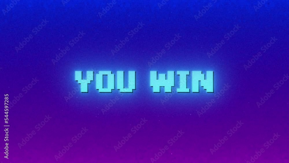Animated pixel text you win, glowing neon retro 80s, nostalgic retro ...