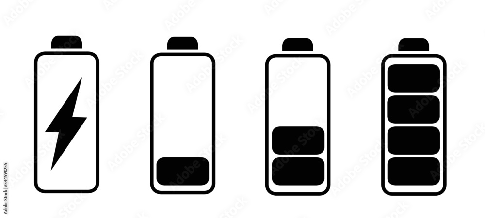 Battery icons set. Battery charging charge indicator icon. level ...