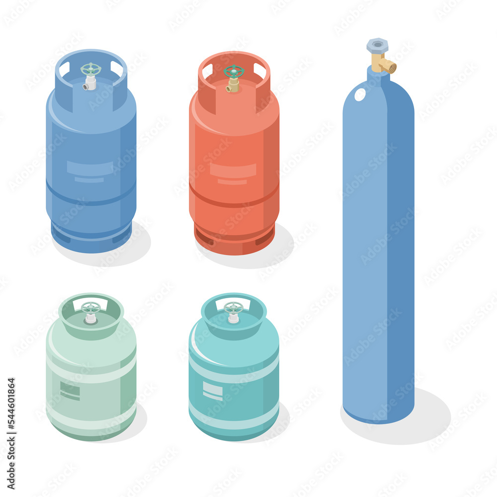 gas tank isometric set industrial components element vector isolated ...
