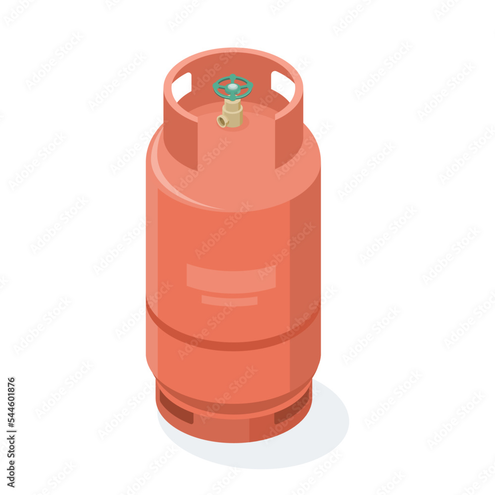 red lpg gas tank isometric set industrial components element vector ...