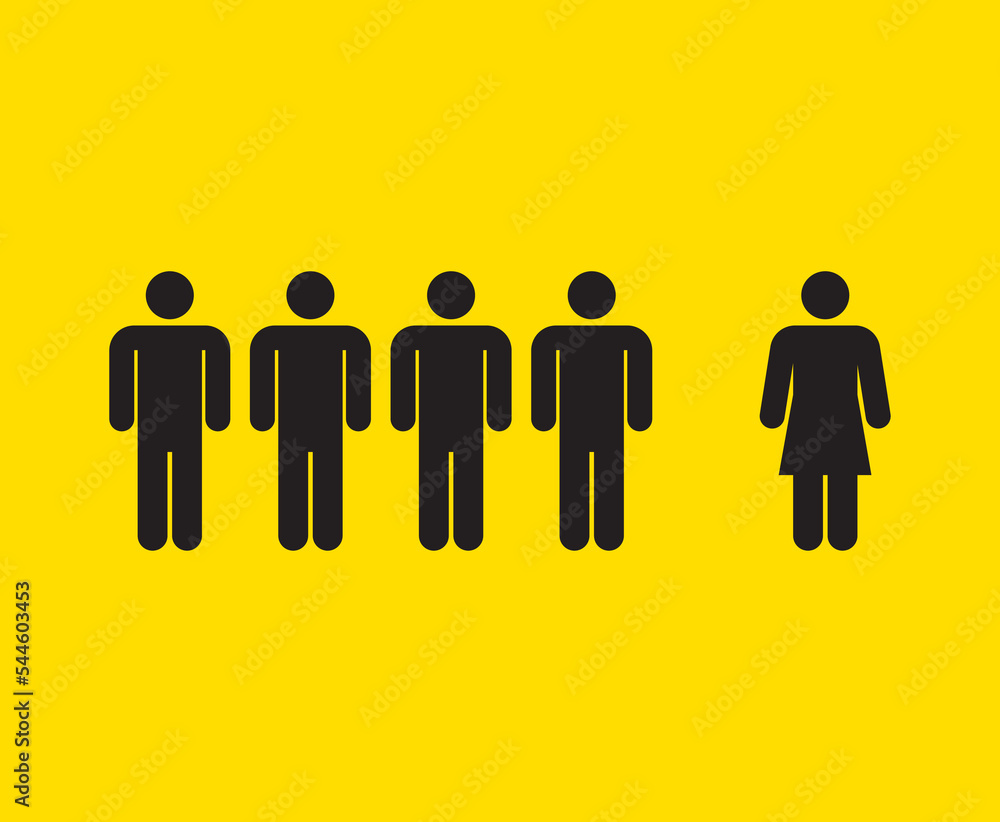 simple design of characters showing female discrimination at work with ...