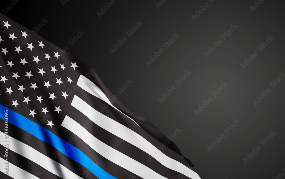 Thin Blue Line. American flag with police blue line. Support of police ...