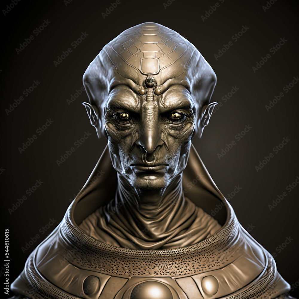 Alien creature legacy creepy Heritage relic Portrait 3D illustration ...