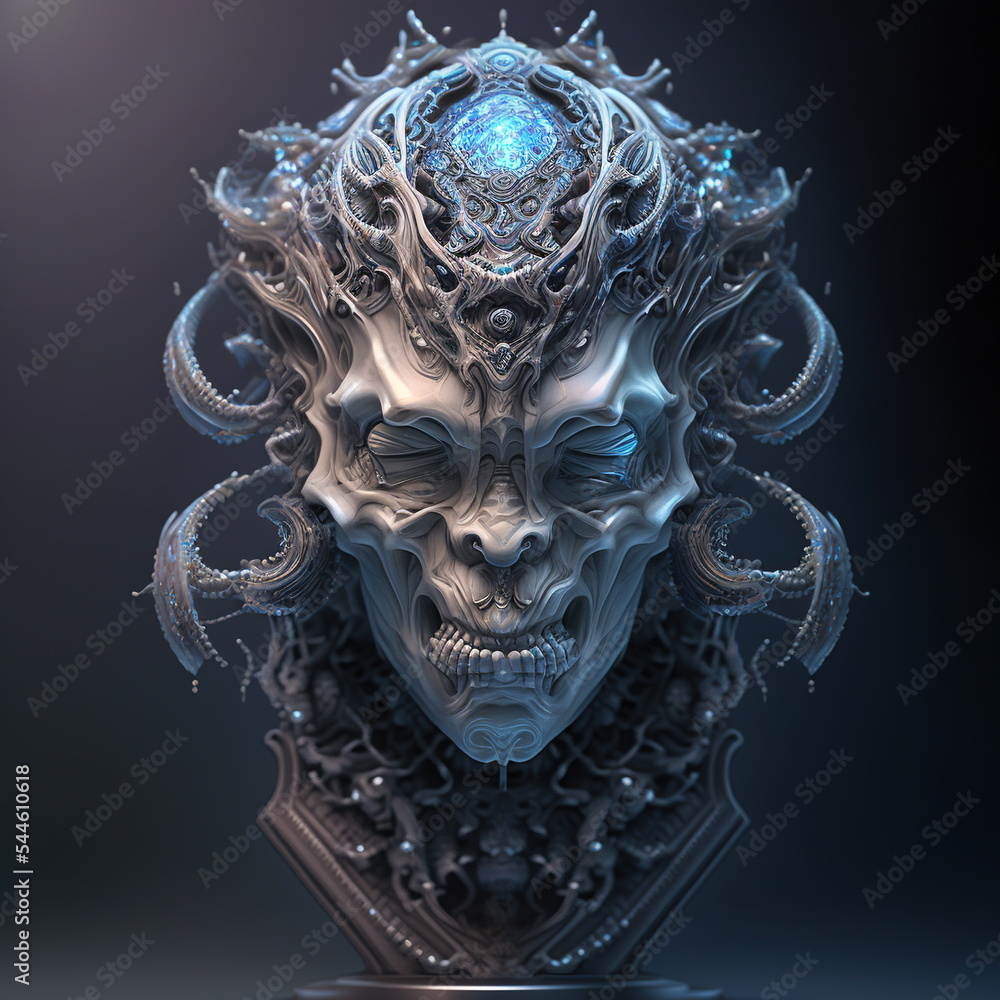 Alien creature legacy creepy Heritage relic Portrait 3D illustration ...