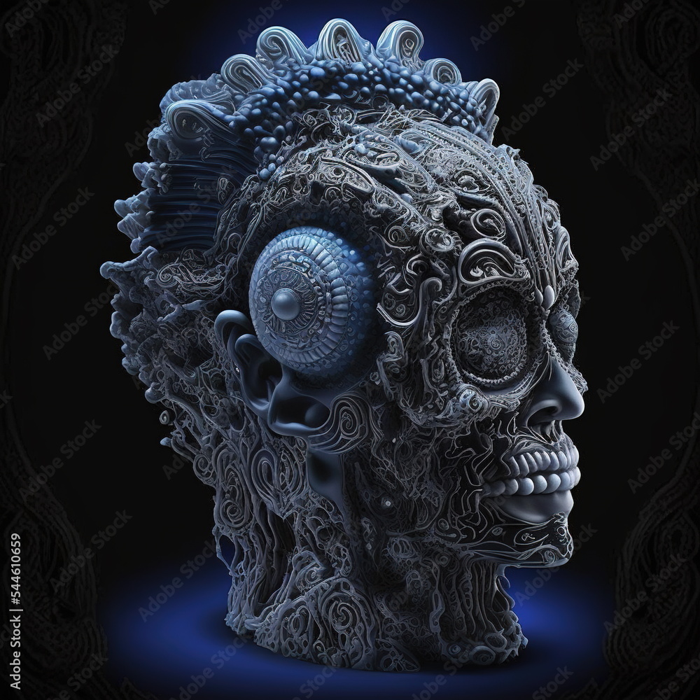 Alien creature legacy creepy Heritage relic Portrait 3D illustration ...