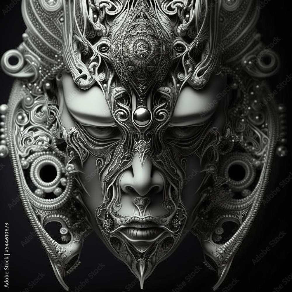 Alien creature legacy creepy Heritage relic Portrait 3D illustration ...