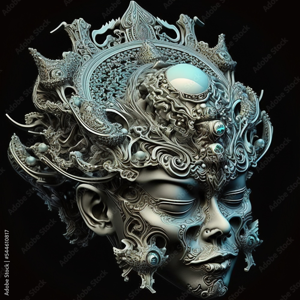 Alien creature legacy creepy Heritage relic Portrait 3D illustration ...