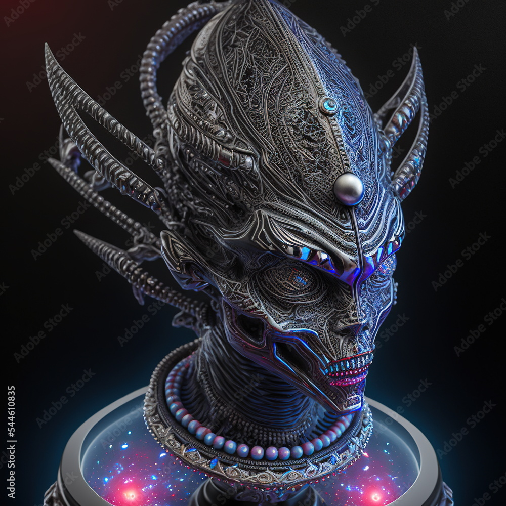 Alien creature legacy creepy Heritage relic Portrait 3D illustration ...