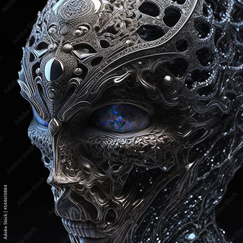 Alien creature legacy creepy Heritage relic Portrait 3D illustration ...