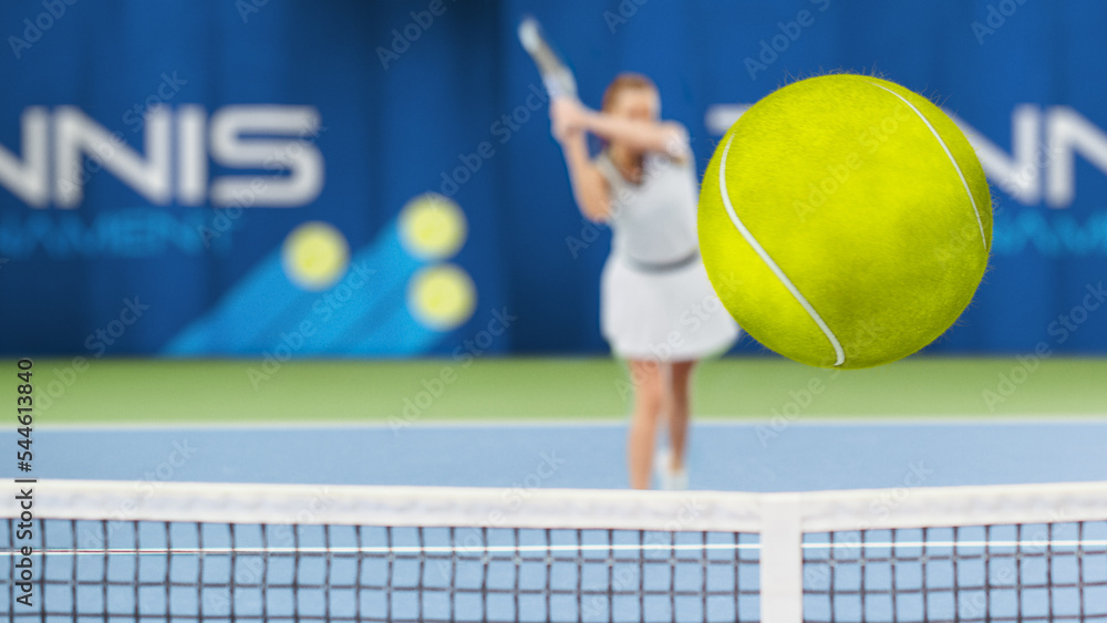 Sports TV Female Tennis Match on Championship with 3D Special Effect ...