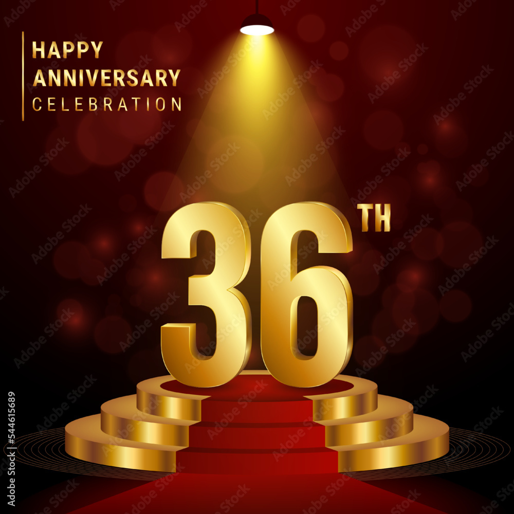 36th Anniversary. Perfect template design with golden podium for ...
