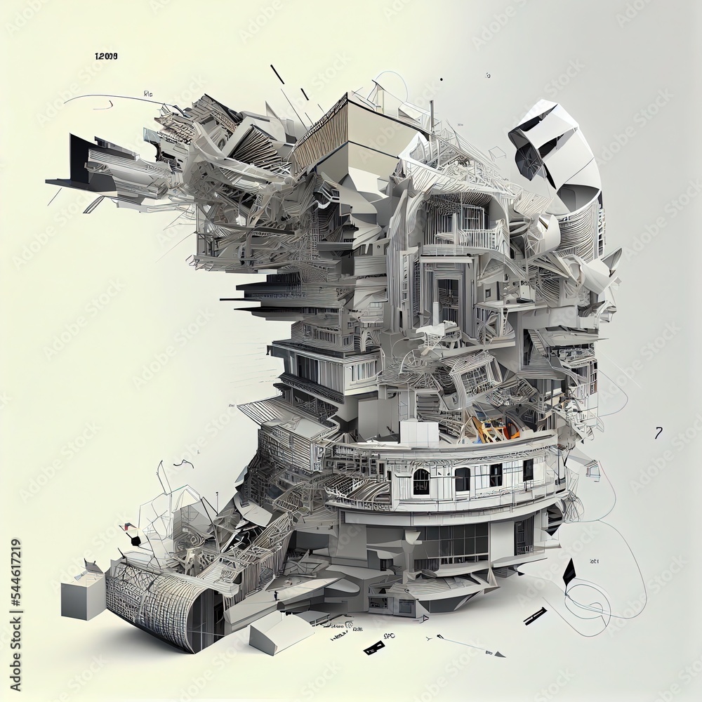 3d Architecture Exploded Diagram Illustration Stock Illustration Adobe Stock
