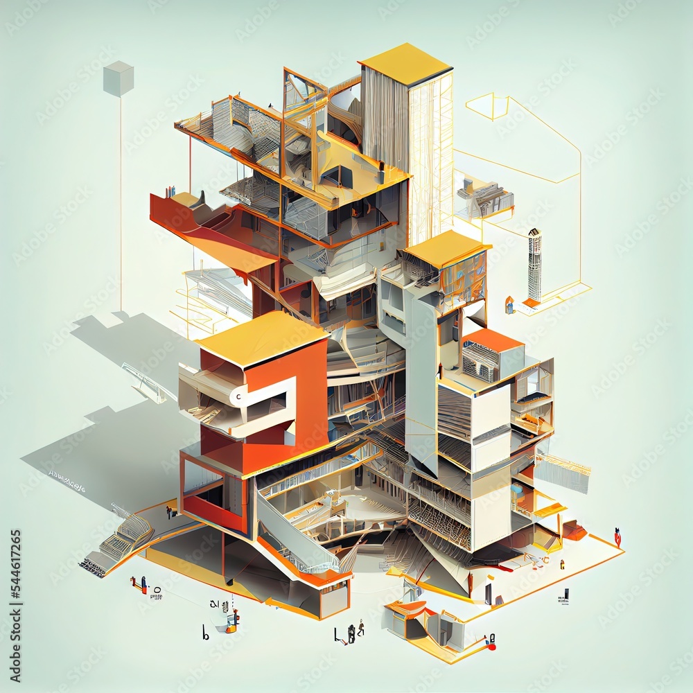 Photo & Art Print 3d architecture exploded diagram illustration, ZenArt