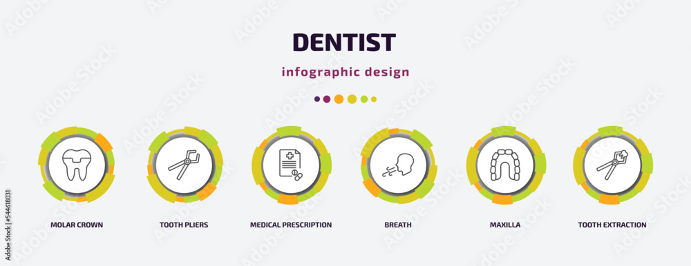 dentist infographic template with icons and 6 step or option. dentist ...