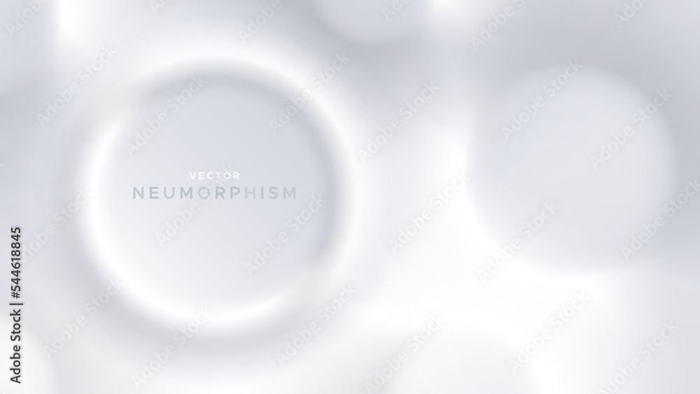 Neumorphic bright design with round shapes. Light, soft, clear and ...