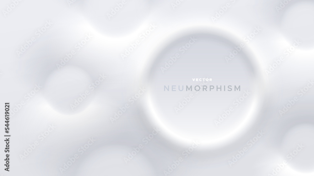 Neumorphic bright design with round shapes. Light, soft, clear and ...