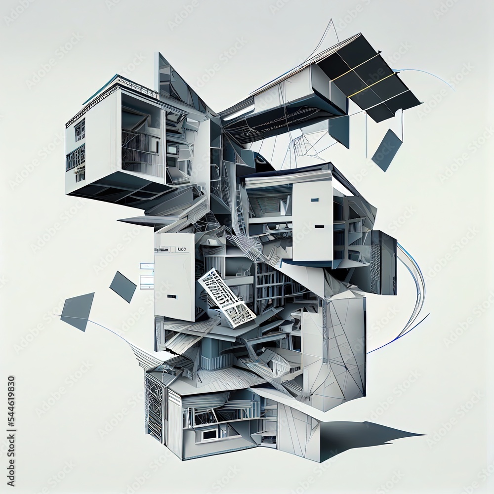 3d architecture exploded diagram illustration Stock Illustration ...