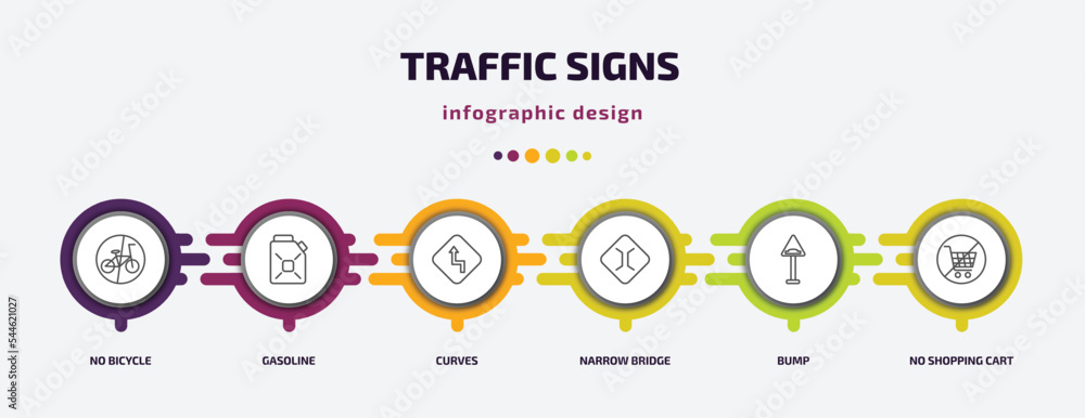 traffic signs infographic template with icons and 6 step or option ...