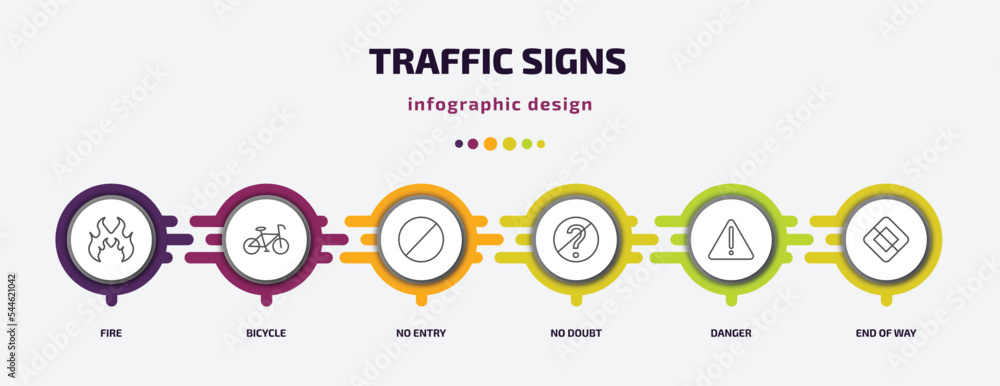 Vetor de traffic signs infographic template with icons and 6 step or ...