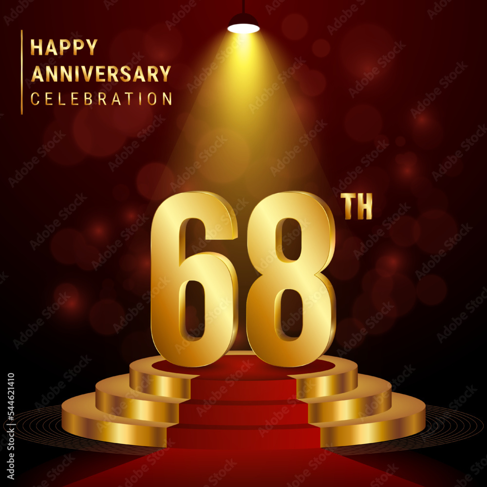 68th Anniversary. Perfect template design with golden podium for ...