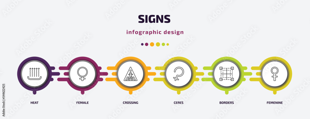 signs infographic template with icons and 6 step or option. signs icons ...