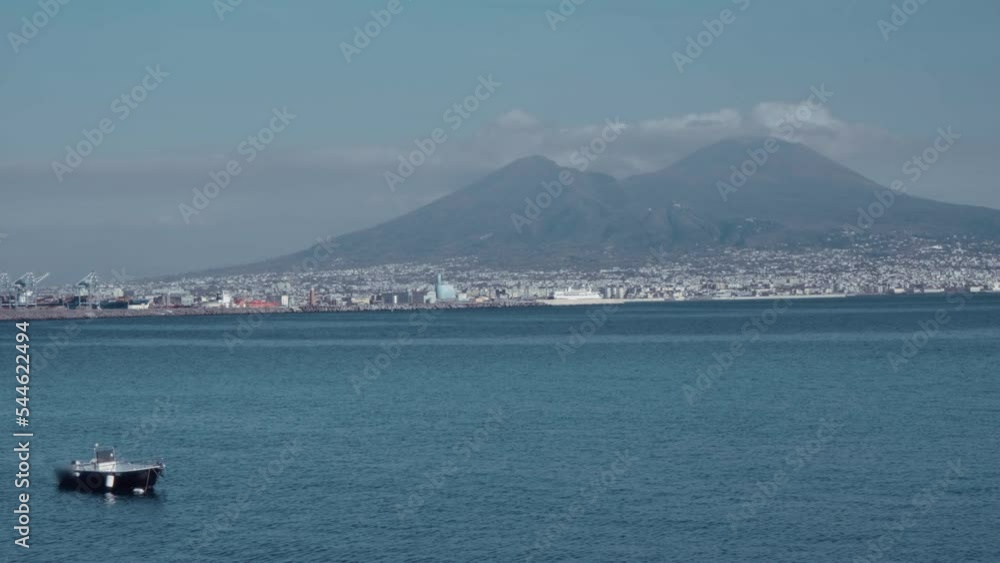 Gulf of Naples. View of Mount Vesuvius from Naples Stock ビデオ | Adobe Stock