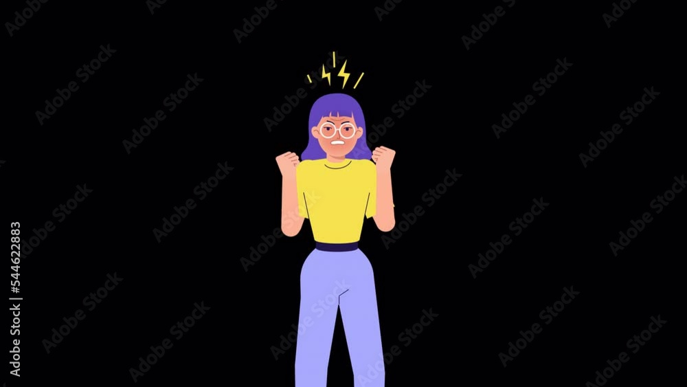 Angry female character, animation with ALPHA channel. Furious, Enraged ...