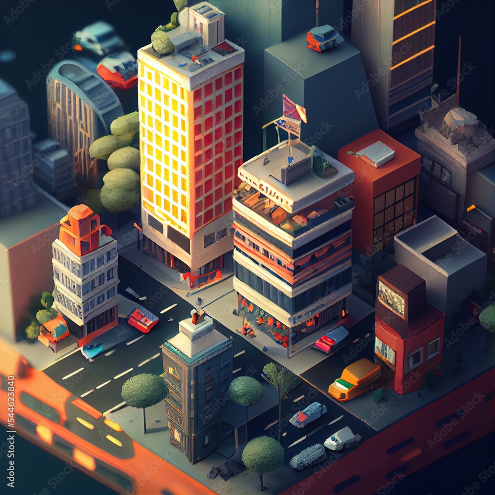 isometric diorama city Stock Illustration | Adobe Stock