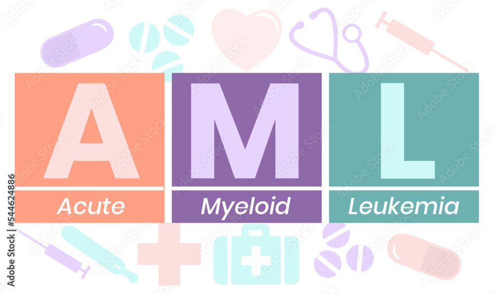 AML - Acute Myeloid Leukemia acronym. medical concept background ...