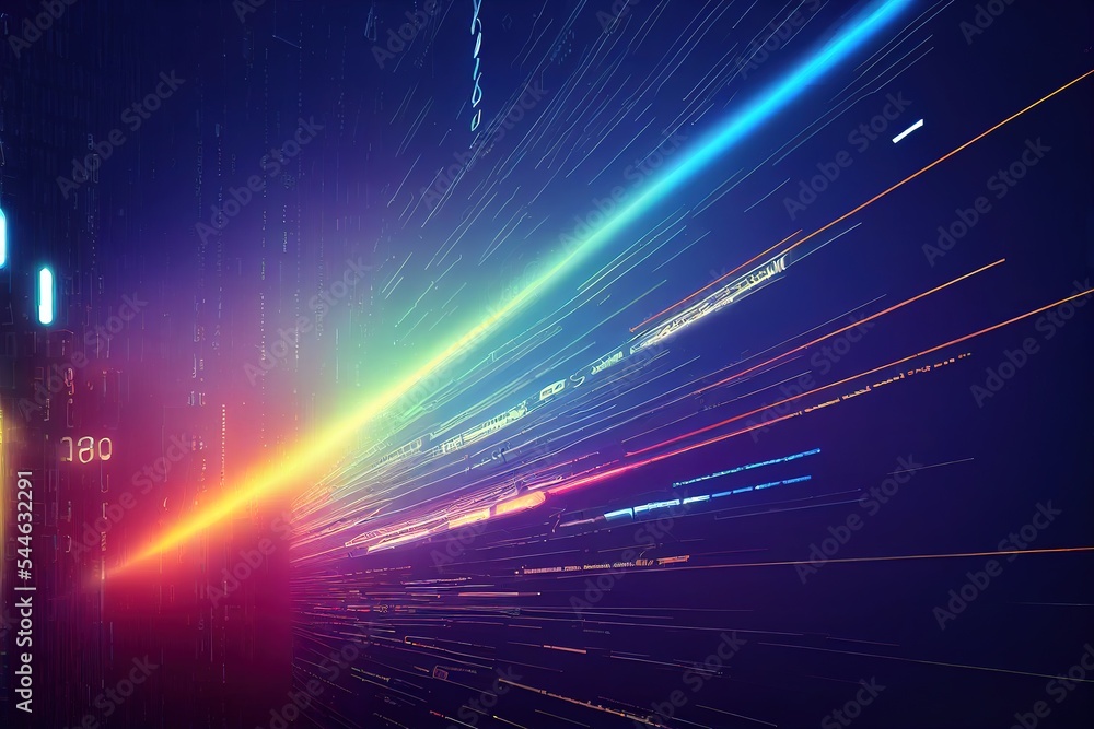 Futuristic data flow, data transfer technology. Cyberpunk, big data and ...