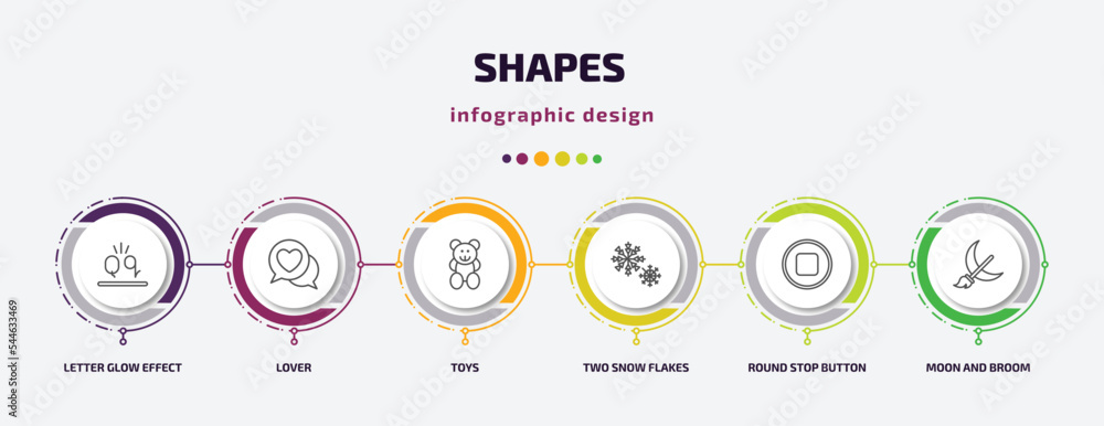 shapes infographic template with icons and 6 step or option. shapes ...