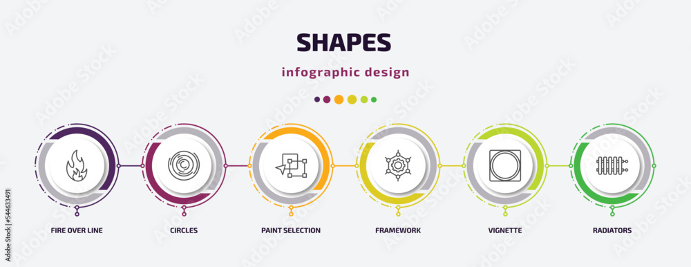 shapes infographic template with icons and 6 step or option. shapes ...