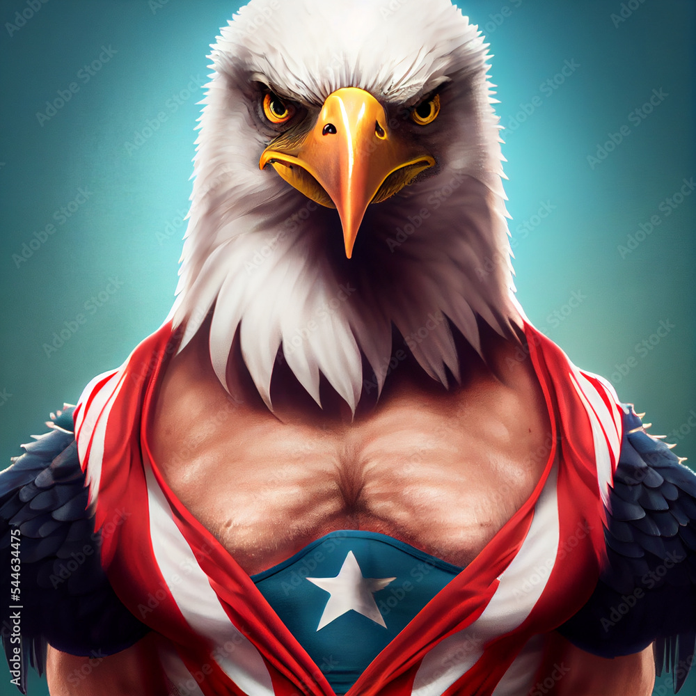 Bald Eagle body builder Stock Illustration | Adobe Stock