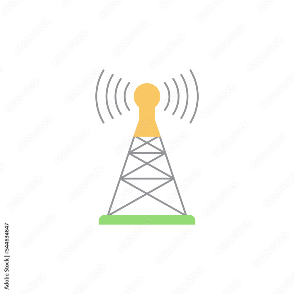 Radio tower, signal tower icon in color, isolated on white background ...