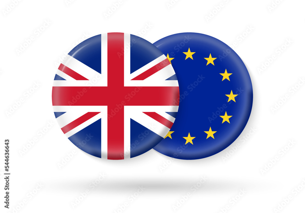 UK and EU circle flags. 3d icon. European Union and British national ...