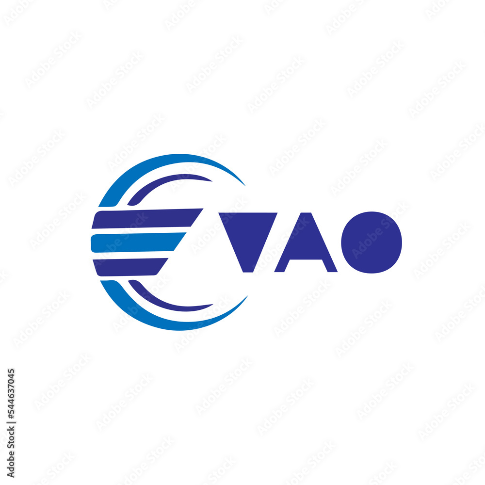 VAO letter logo. VAO blue image on white background. VAO vector logo ...