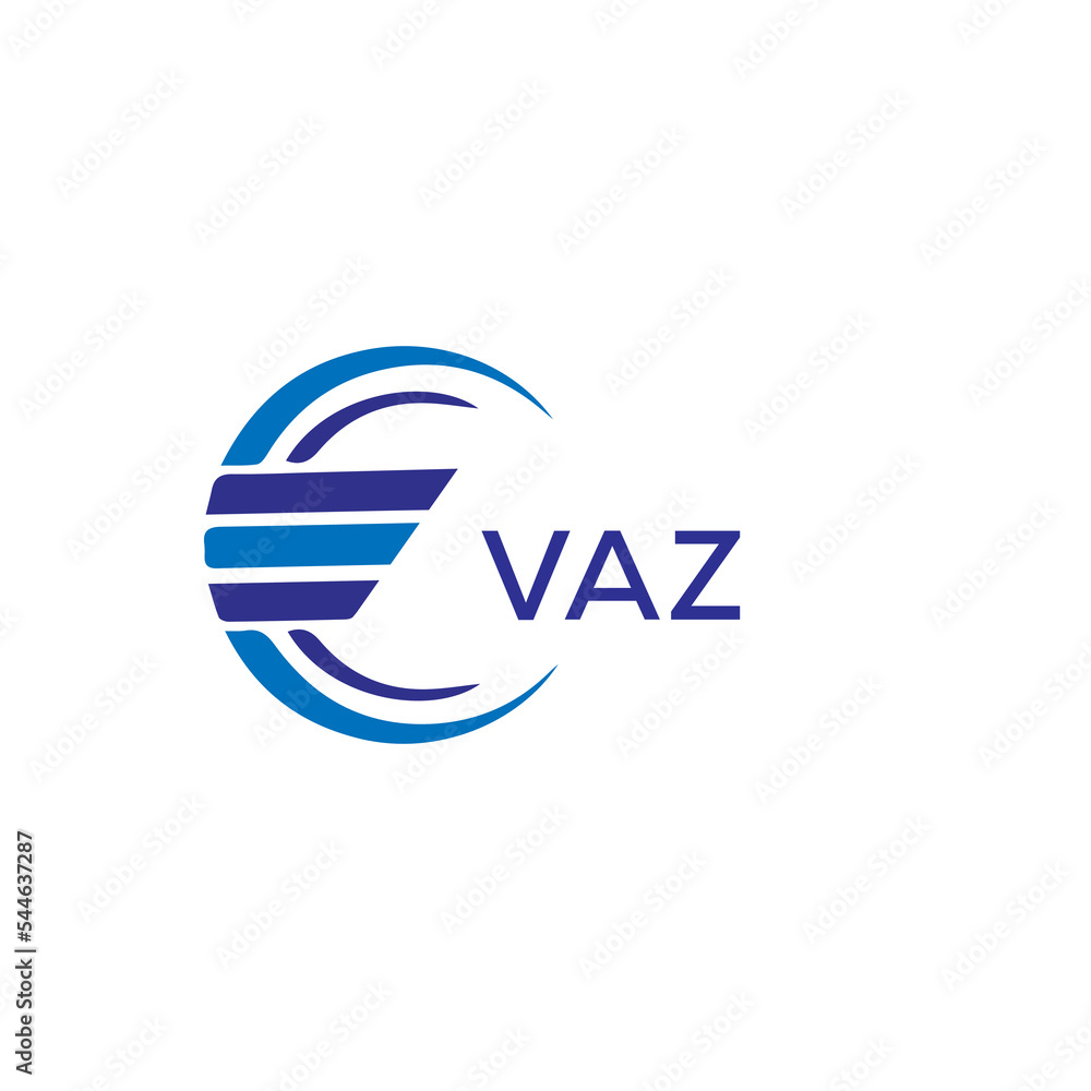 VAZ letter logo. VAZ blue image on white background. VAZ vector logo ...