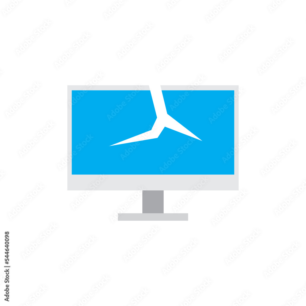 Broken computer icon in color, isolated on white background Stock ...