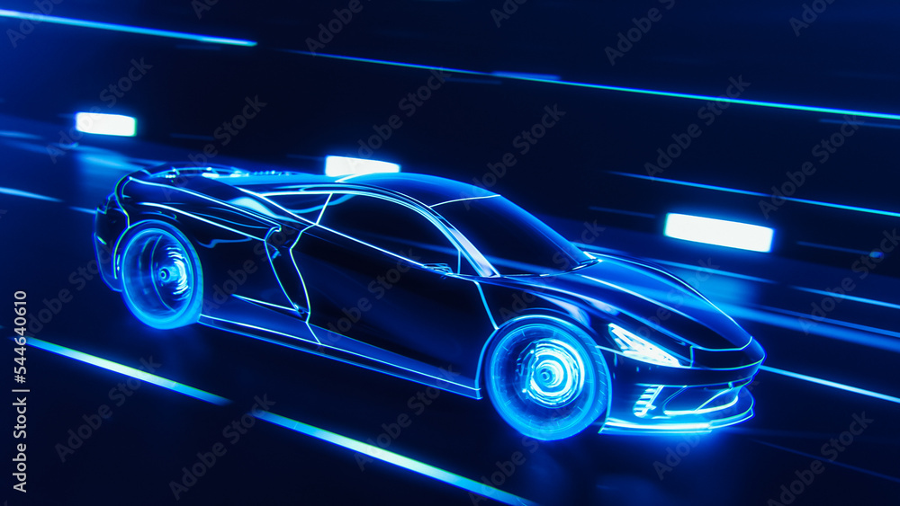 3D Car Model: Detailed Silhouette of Sports Car Driving at High Speed ...