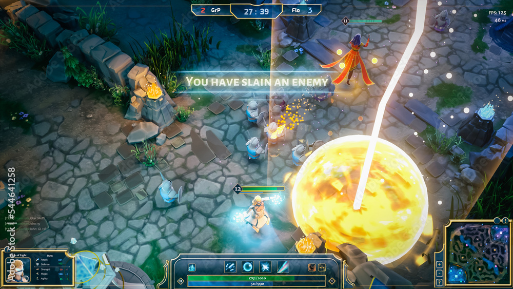 Mock-up of Fantasy RPG MOBA Video Game Gameplay with Role Playing ...