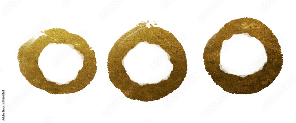 Circular frame, gold torn paper strips with golden texture, metallic ...